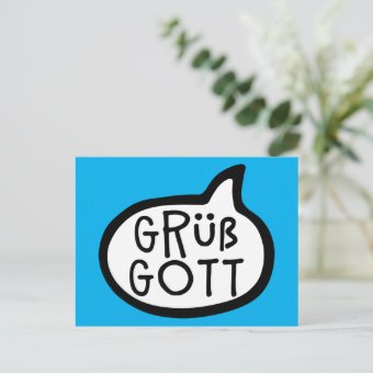 Grüß Gott, German Bavarian Austrian Greeting Hello Postcard | Zazzle