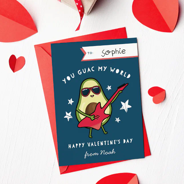 Guac My World Classroom Valentines Day Card | Zazzle