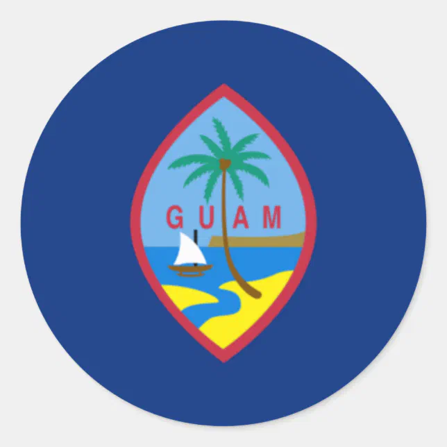 Guam Flag Classic Round Sticker | Zazzle
