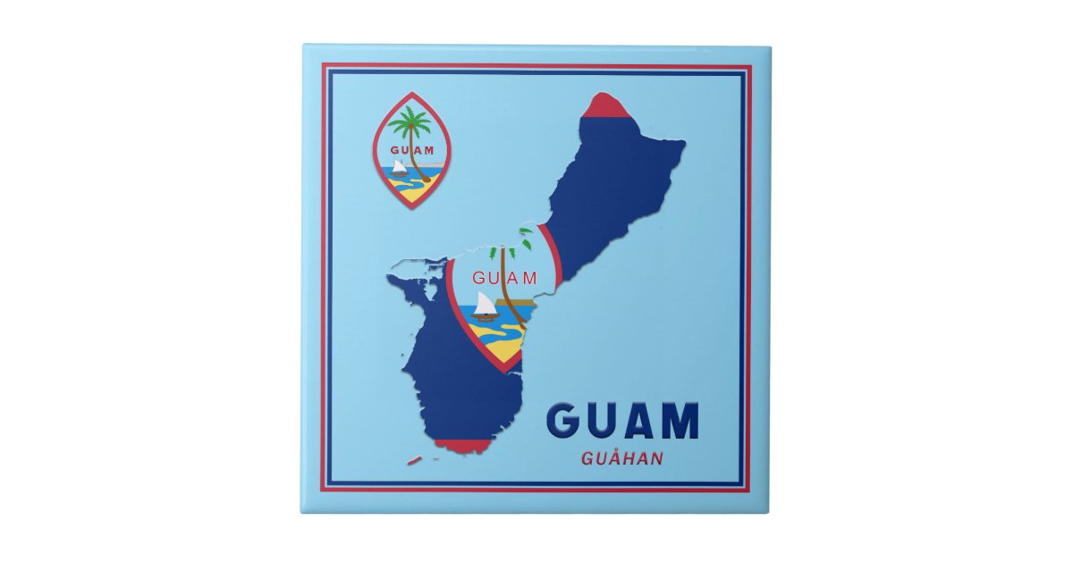Guam Flag Map & Seal Ceramic Tile | Zazzle