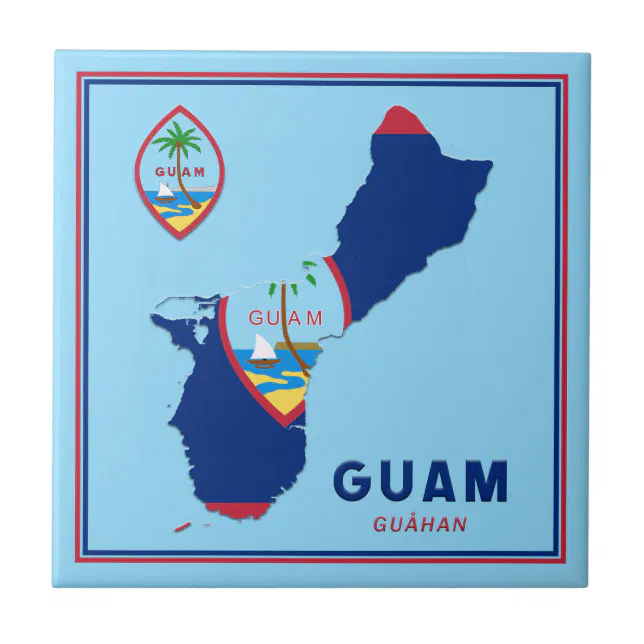 Guam Flag Map & Seal Ceramic Tile | Zazzle