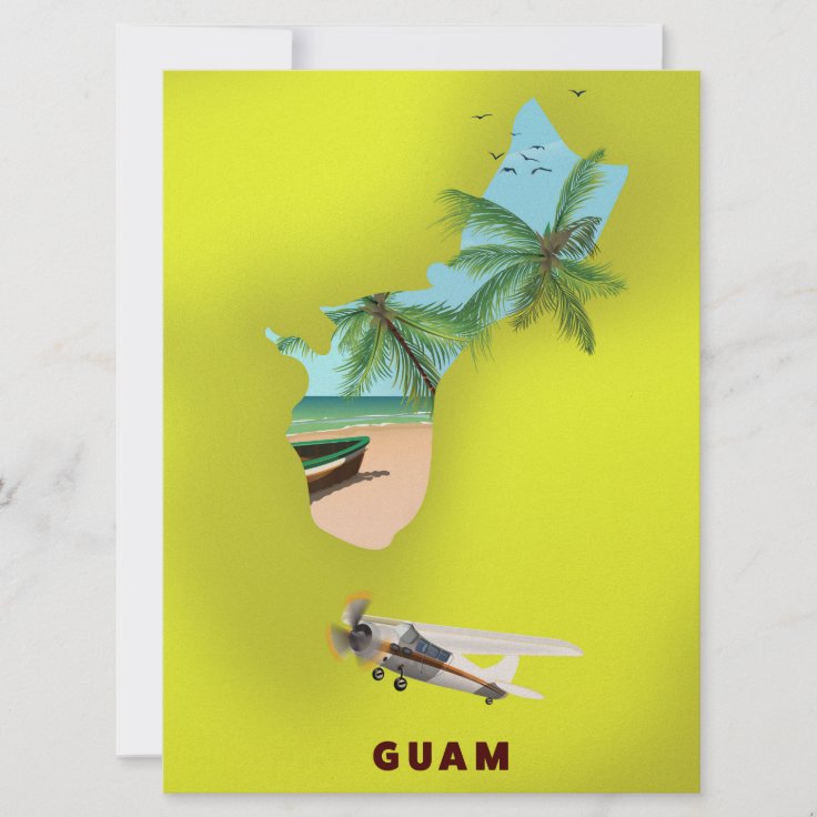 Guam illustrated map travel poster invitation | Zazzle
