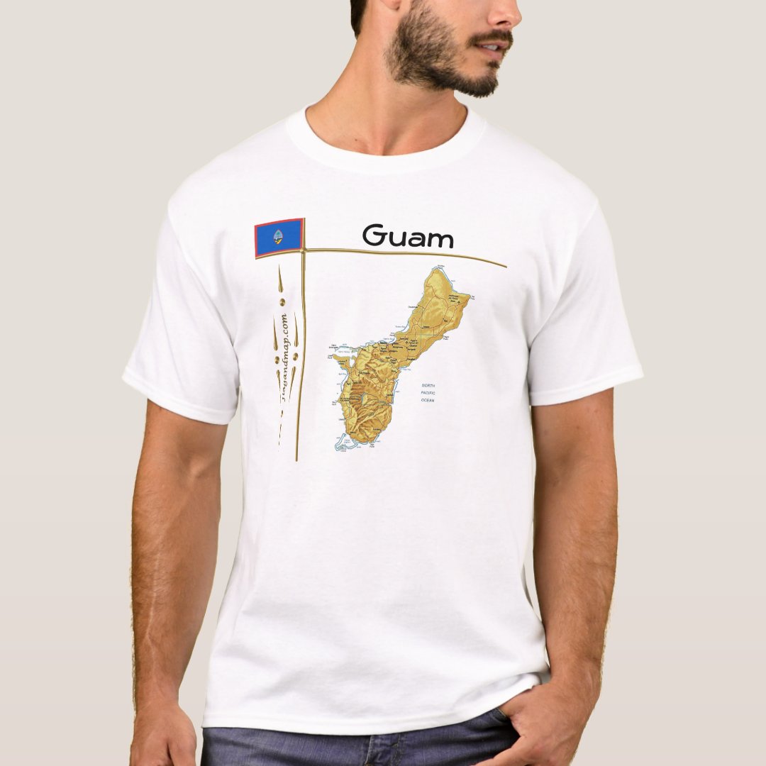 Guam Map + Flag + Title T-Shirt | Zazzle