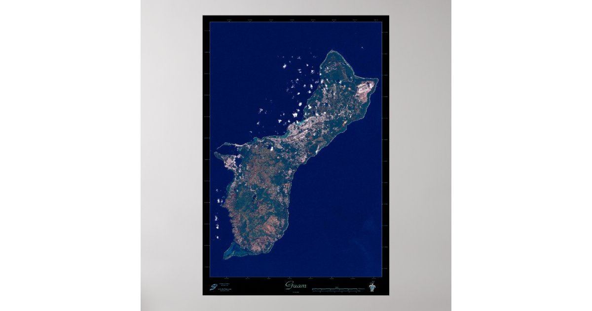 Guam satellite poster photo print map | Zazzle
