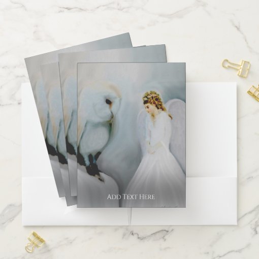Guardian Angel and Owl Binder Pocket Folder | Zazzle