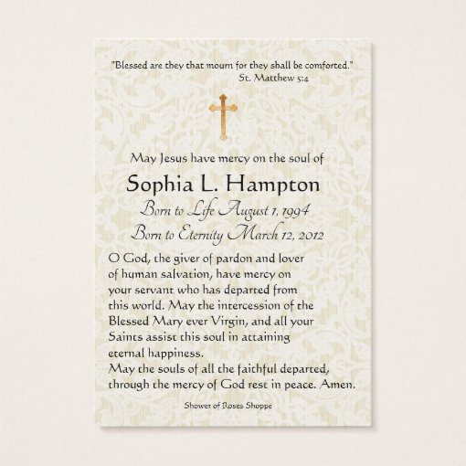 Guardian Angel Catholic Funeral Memorial Holy Card | Zazzle