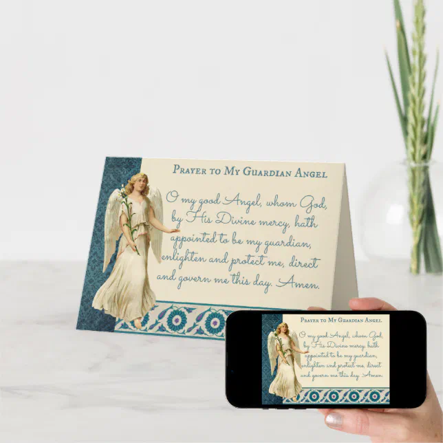 Guardian Angel Catholic Religious Prayer Card | Zazzle
