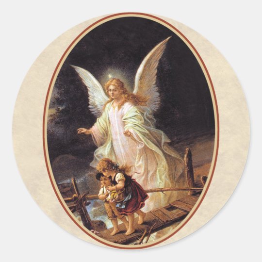Guardian Angel Classic Round Sticker | Zazzle.com