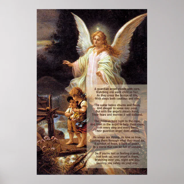Guardian Angel Poem, Children, Bridge Poster | Zazzle
