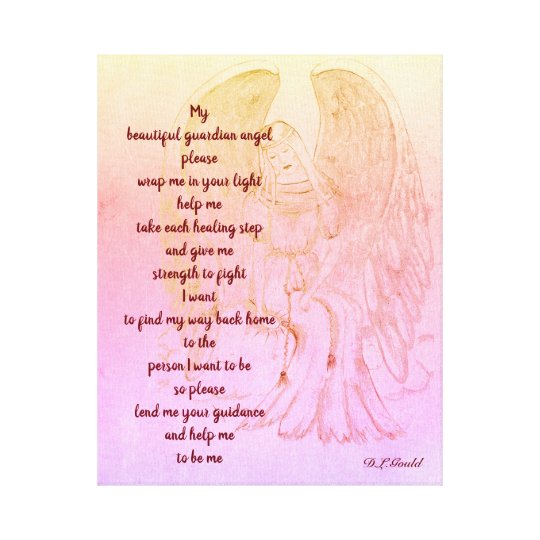 Guardian Angel spiritual recovery poem art canvas | Zazzle.com