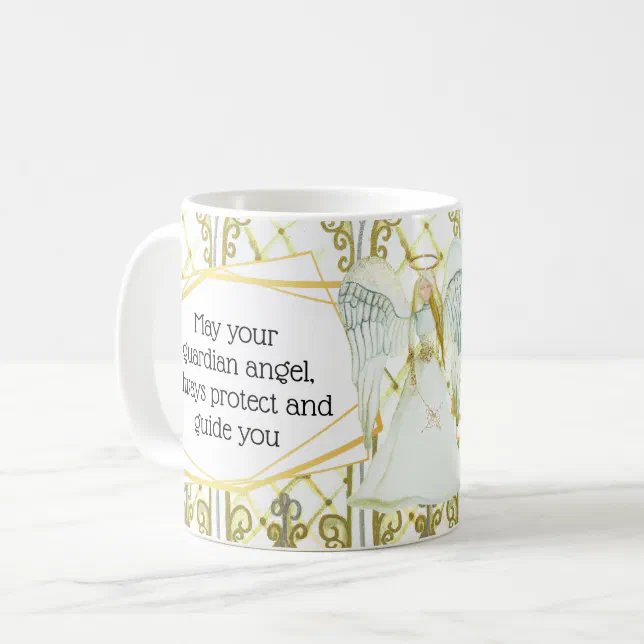 Guardian angel stained glass windows angelic quote coffee mug | Zazzle
