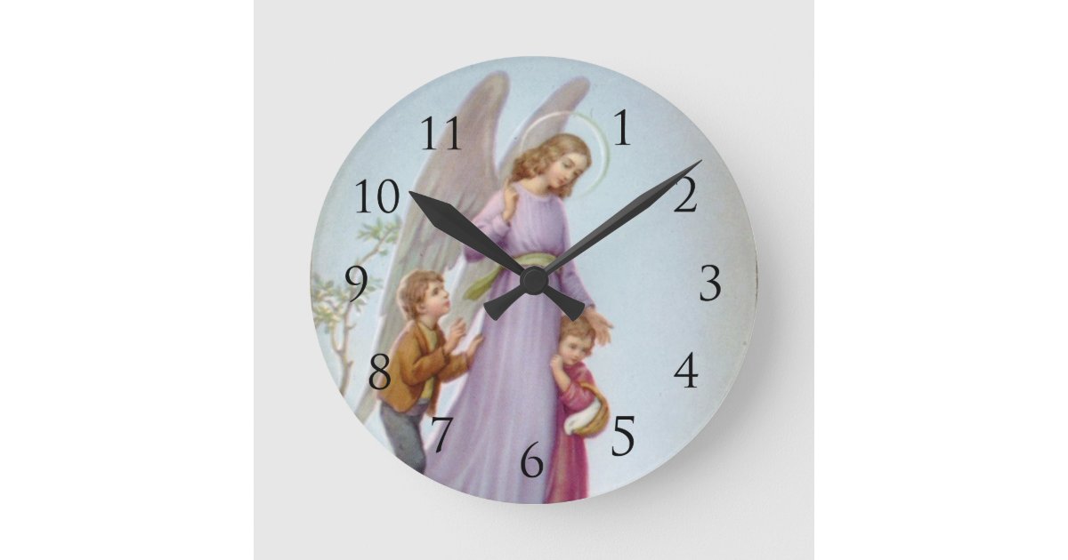 Guardian Angel Wall Clock with Numbers | Zazzle
