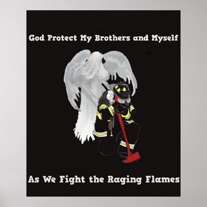 Guardian Angel with Firefighter Poster | Zazzle.com