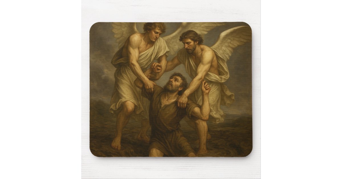 Guardian Angels Lifting a Man from Despair Mouse Pad | Zazzle