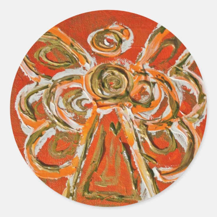 Guardian Orange Angel Art Custom Stickers | Zazzle
