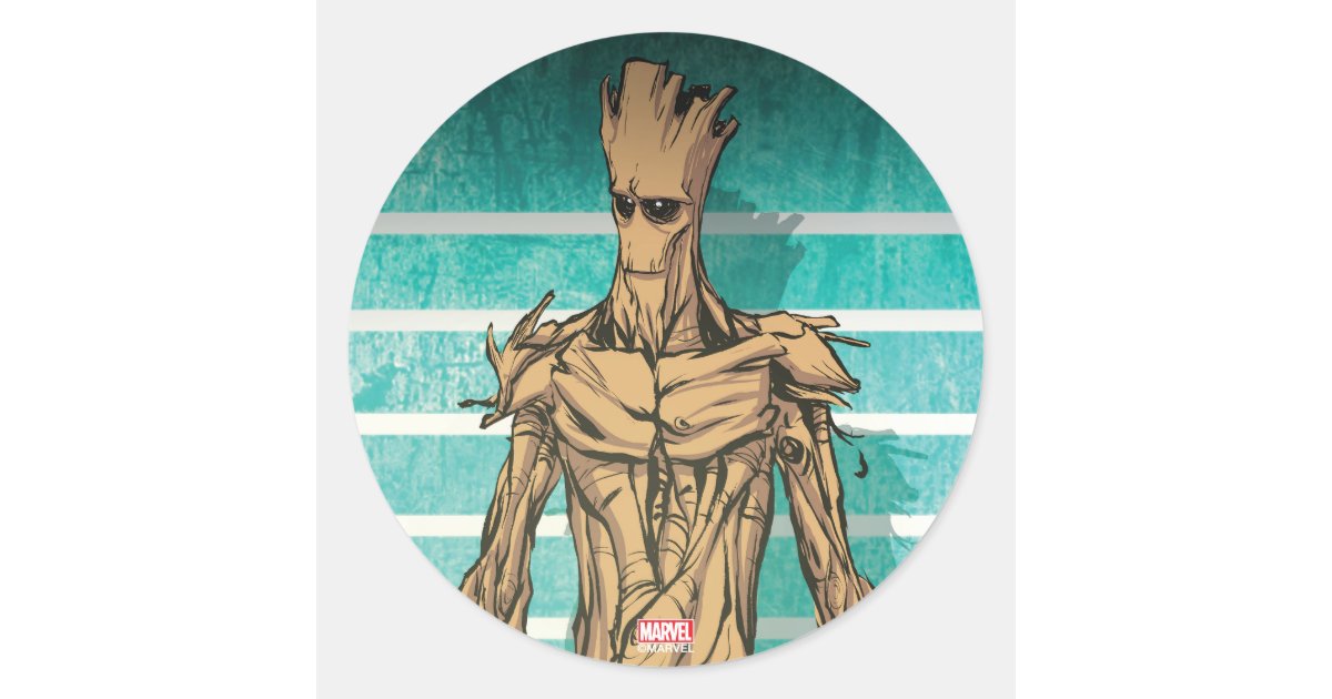 Guardians of the Galaxy | Groot Mugshot Classic Round Sticker | Zazzle