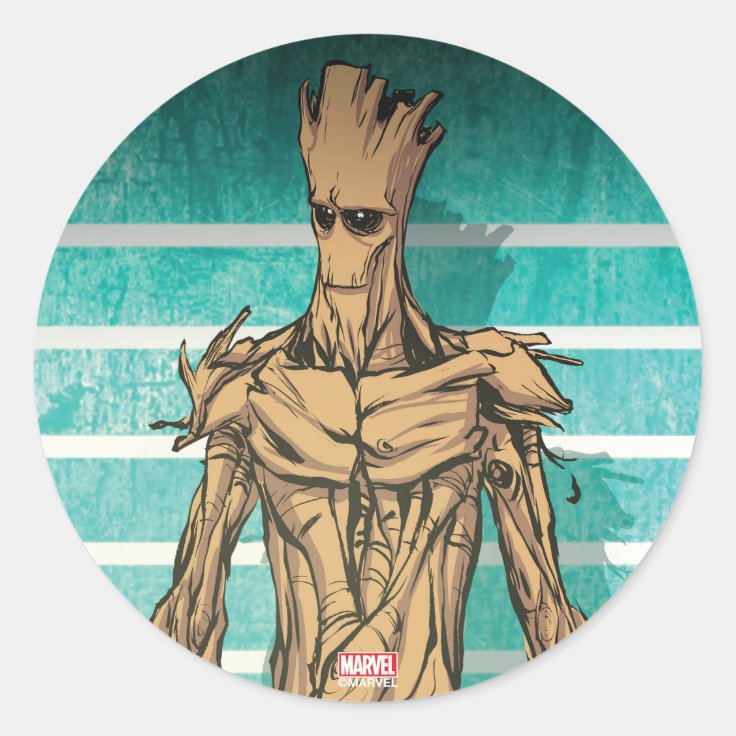 Guardians of the Galaxy | Groot Mugshot Classic Round Sticker | Zazzle