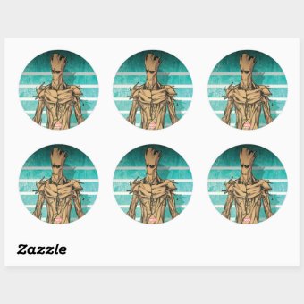 Guardians of the Galaxy | Groot Mugshot Classic Round Sticker | Zazzle