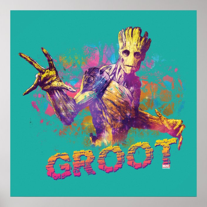 Guardians of the Galaxy | Groot Neon Graphic Poster | Zazzle.com