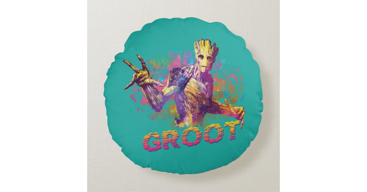 Guardians of the Galaxy | Groot Neon Graphic Round Pillow | Zazzle