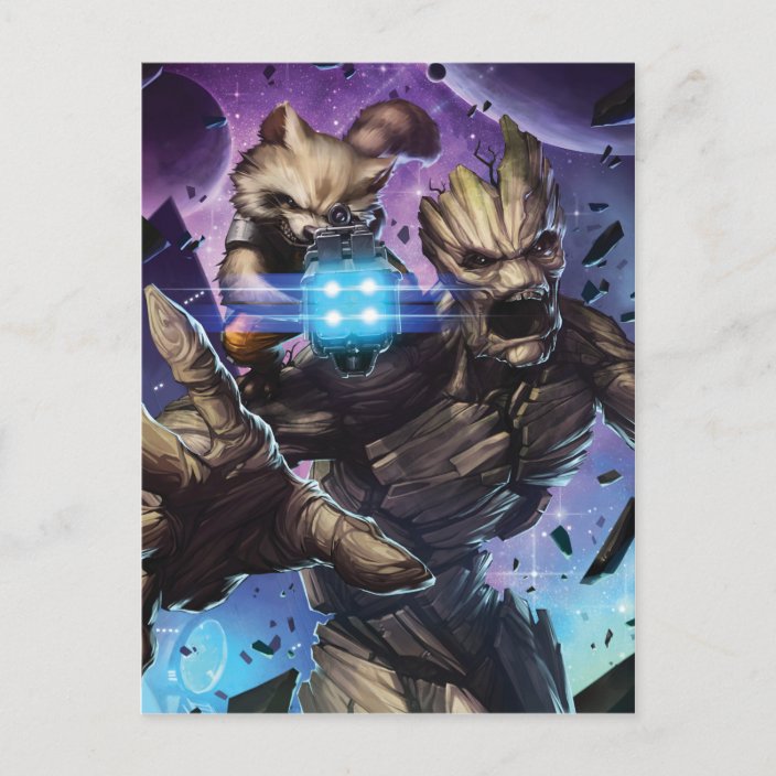 Guardians of the Galaxy | Rocket & Groot Attack Postcard | Zazzle.com