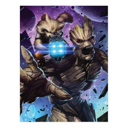 Guardians of the Galaxy | Rocket & Groot Attack Postcard | Zazzle.com