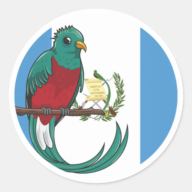 Guatemala Quetzal Guatemalan National Animal Flag Classic Round Sticker ...