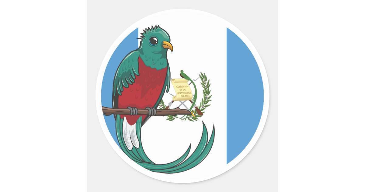 Guatemala Quetzal Guatemalan National Animal Flag Classic Round Sticker ...