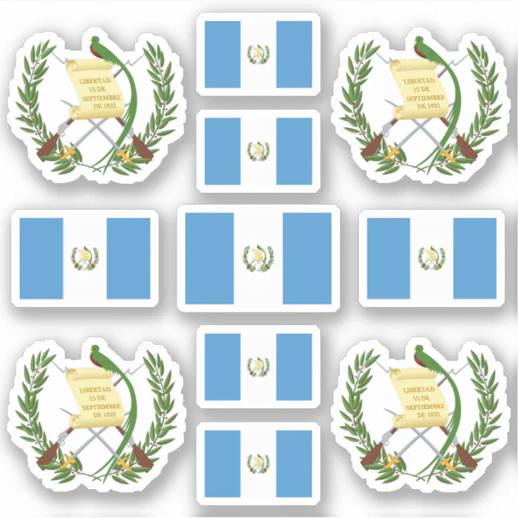 Guatemalan state symbols / coat of arms and flag sticker | Zazzle