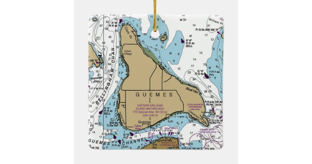 Guemes Island Chart Ceramic Ornament | Zazzle