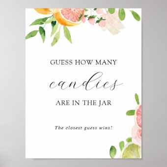 Guess How Many Are in the Jar Shower Game Poster | Zazzle