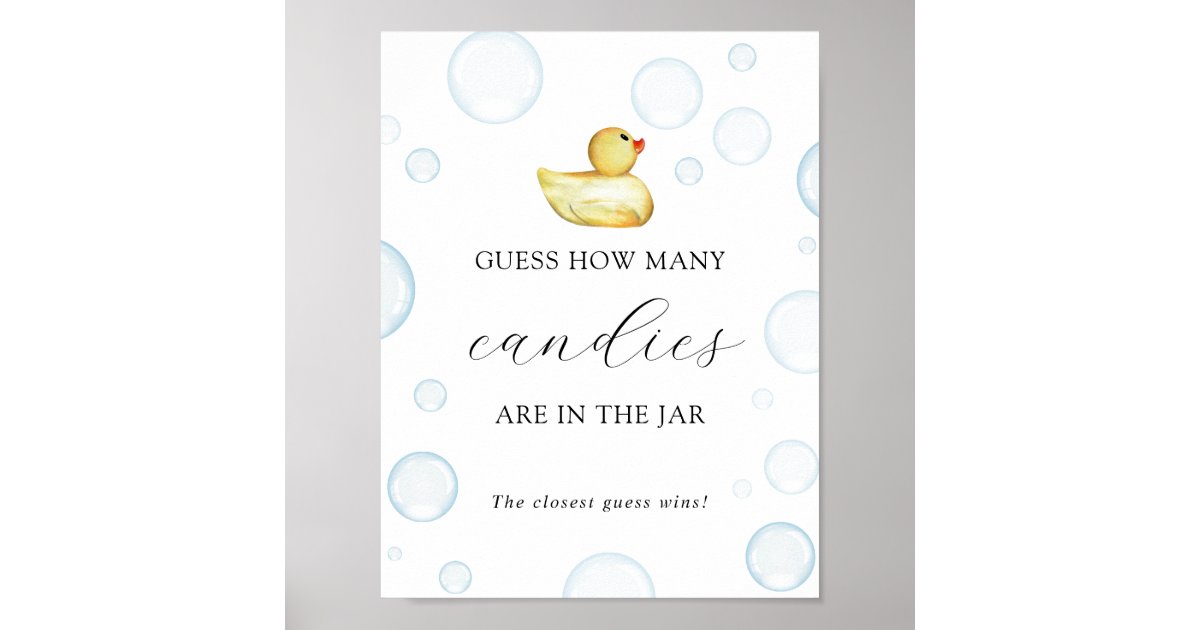 Guess How Many Are in the Jar Shower Game Poster | Zazzle