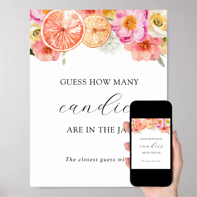 Guess How Many Are in the Jar Shower Game Poster | Zazzle