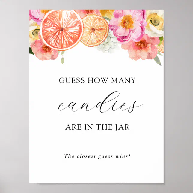 Guess How Many Are in the Jar Shower Game Poster | Zazzle
