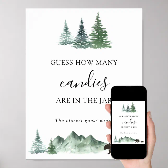 Guess How Many Are in the Jar Shower Game Poster | Zazzle