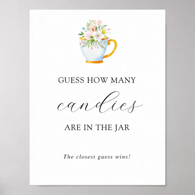 Guess How Many Are in the Jar Shower Game Poster | Zazzle
