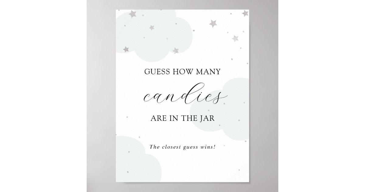 Guess How Many Are in the Jar Shower Game Poster | Zazzle