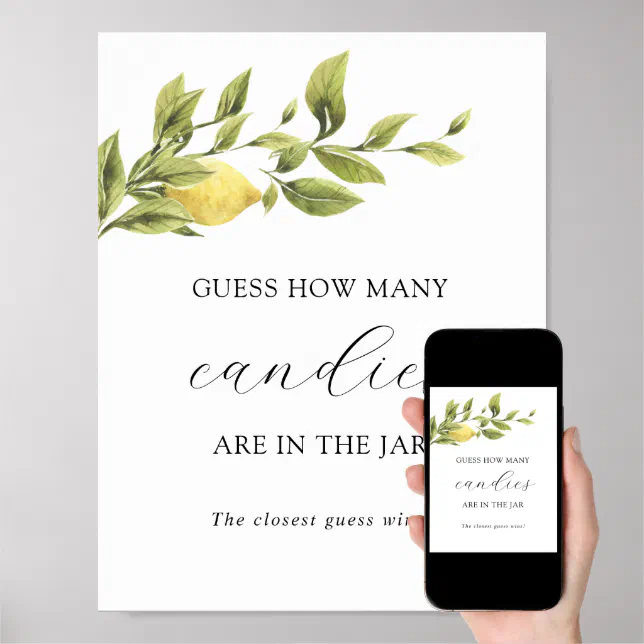 Guess How Many Are in the Jar Shower Game Poster | Zazzle