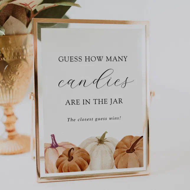 Guess How Many Are in the Jar Shower Game Poster | Zazzle