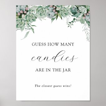 Guess How Many Are in the Jar Shower Game Poster | Zazzle