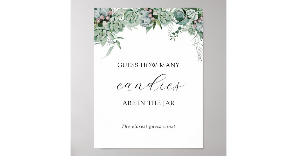 Guess How Many Are in the Jar Shower Game Poster | Zazzle