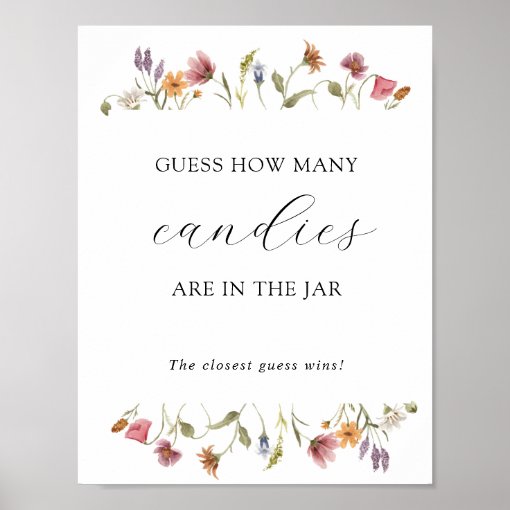 Guess How Many Are in the Jar Shower Game Poster | Zazzle