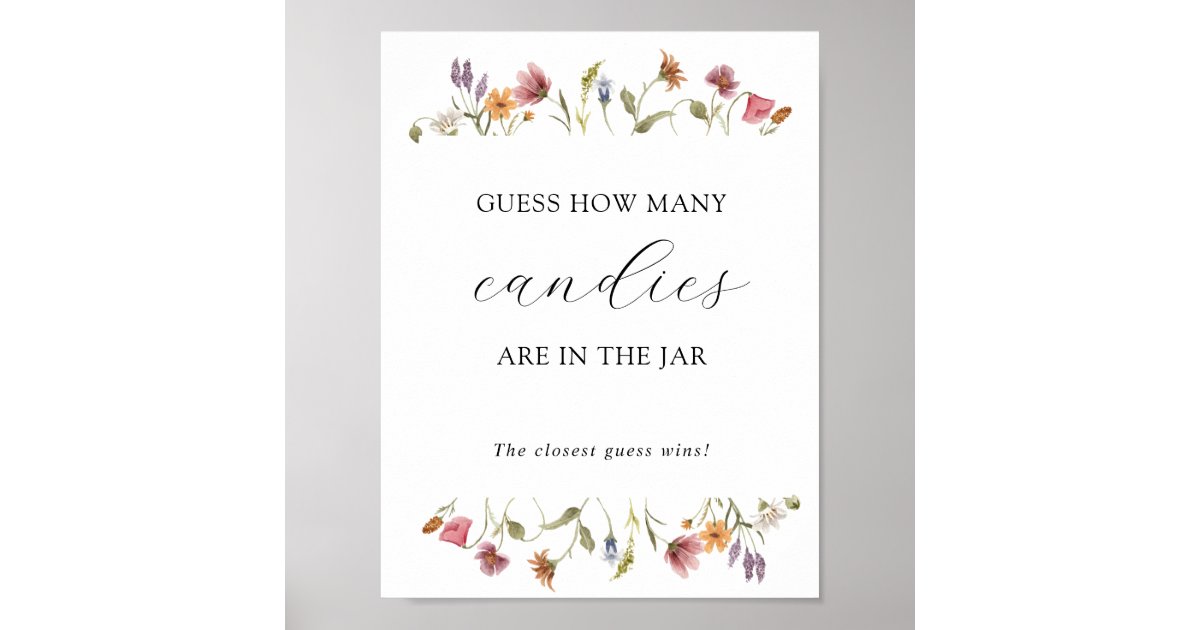 Guess How Many Are in the Jar Shower Game Poster | Zazzle