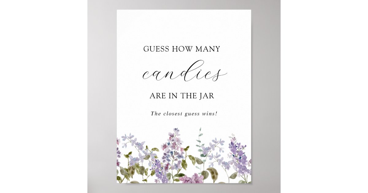 Guess How Many Are in the Jar Shower Game Poster | Zazzle
