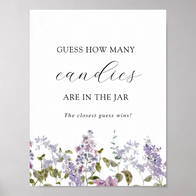 Guess How Many Are in the Jar Shower Game Poster | Zazzle