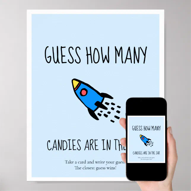 Guess how many Baby shower game Poster | Zazzle