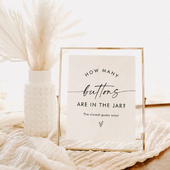 Guess How Many Buttons Game | Neutral Baby Shower Poster | Zazzle