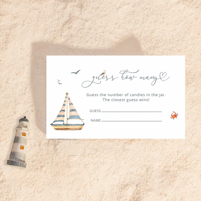Guess How Many Candies Nautical Baby Shower Game Enclosure Card | Zazzle