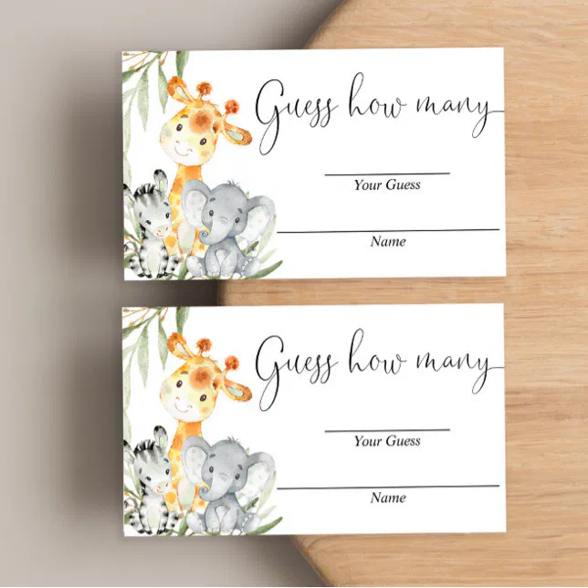 Guess how many cards safari cute animals greenery | Zazzle