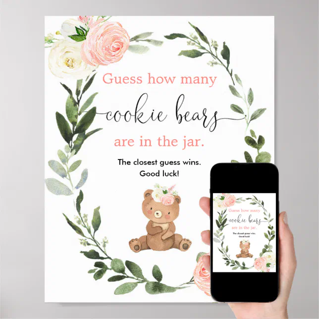 Guess how many cookie bears are in the jar poster | Zazzle